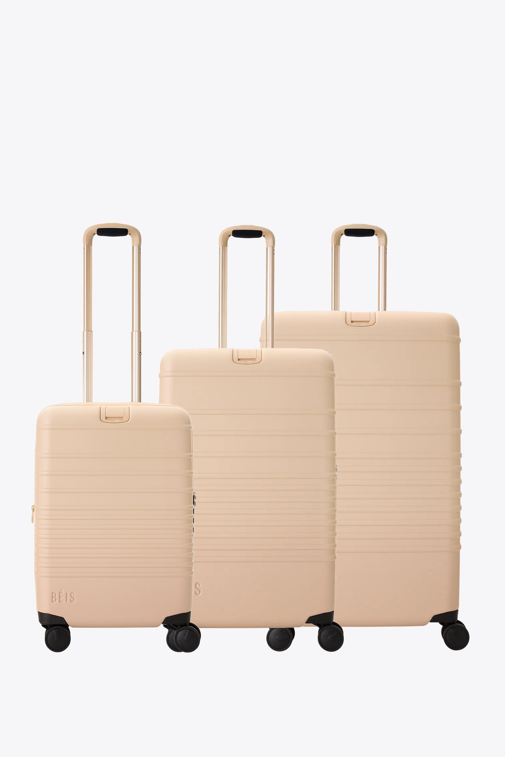 BÉIS 'The 3 Piece Luggage Set' in Beige - 3 Piece Hard Shell Luggage Set