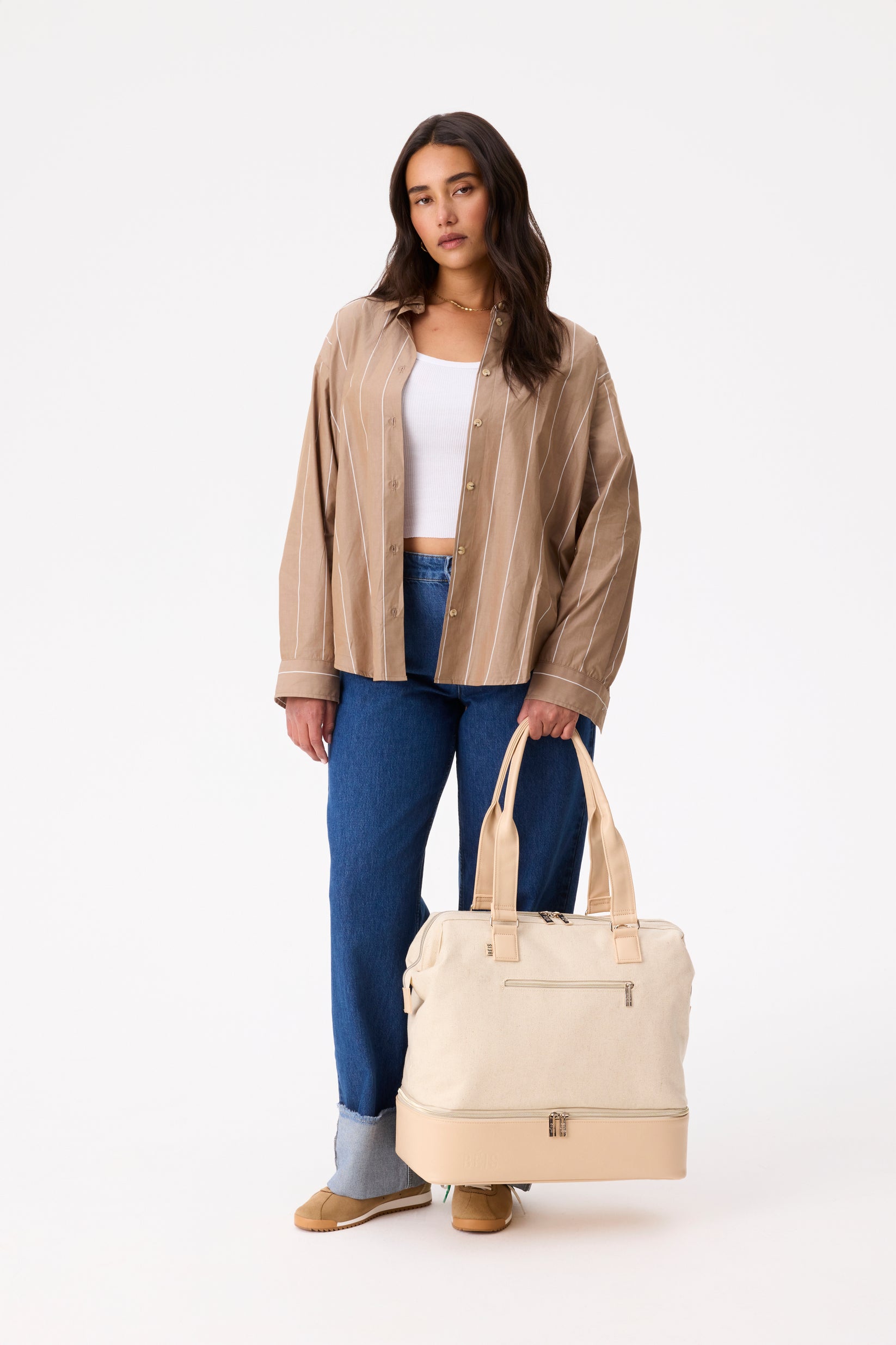 BÉIS 'The Mini Weekender' In Beige - Small Beige Weekender Bag & Travel ...