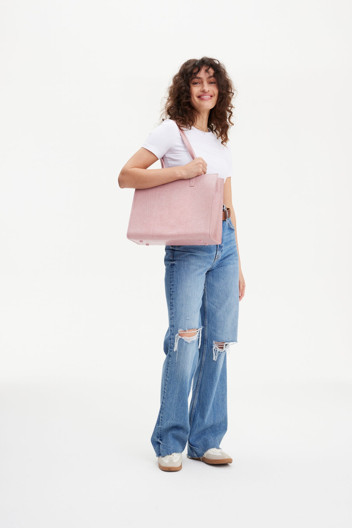BÉIS 'The Work Tote' in Atlas Pink Croc - Pink Laptop Tote Bag & Office ...