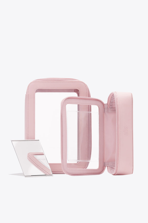 BÉIS 'The In Flight Cosmetic Set' in Atlas Pink - Pink Carry On Makeup ...