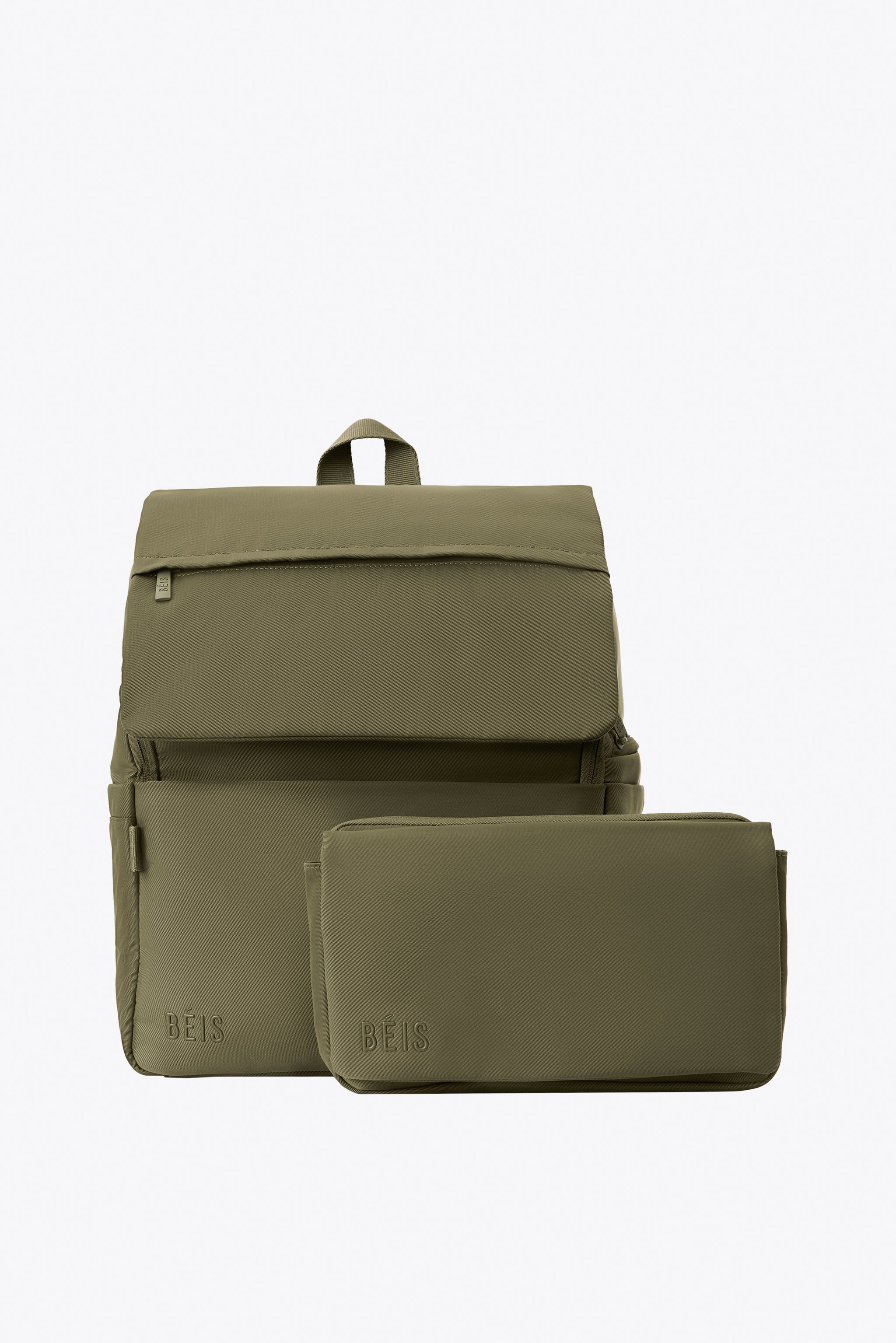 BÉIS 'The Ultimate Diaper Backpack' in Olive - Green Backpack Diaper Bag
