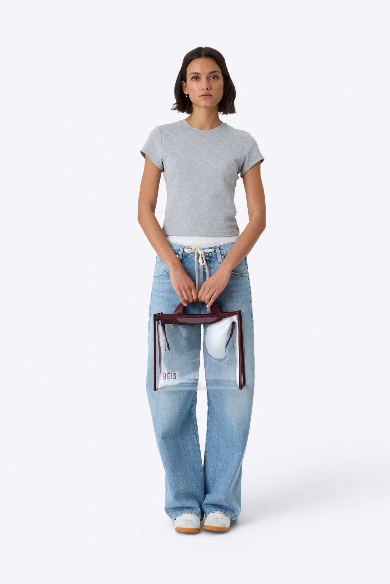 BÉIS 'The Stadium Tote'' in Clear with Burgundy Trim - Clear Stadium ...