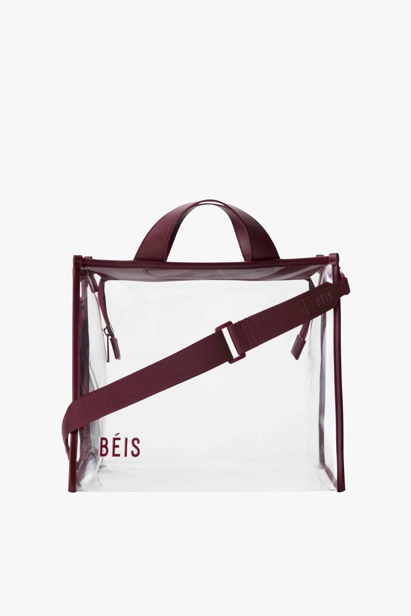 BÉIS 'The Stadium Tote'' in Clear with Burgundy Trim - Clear Stadium ...