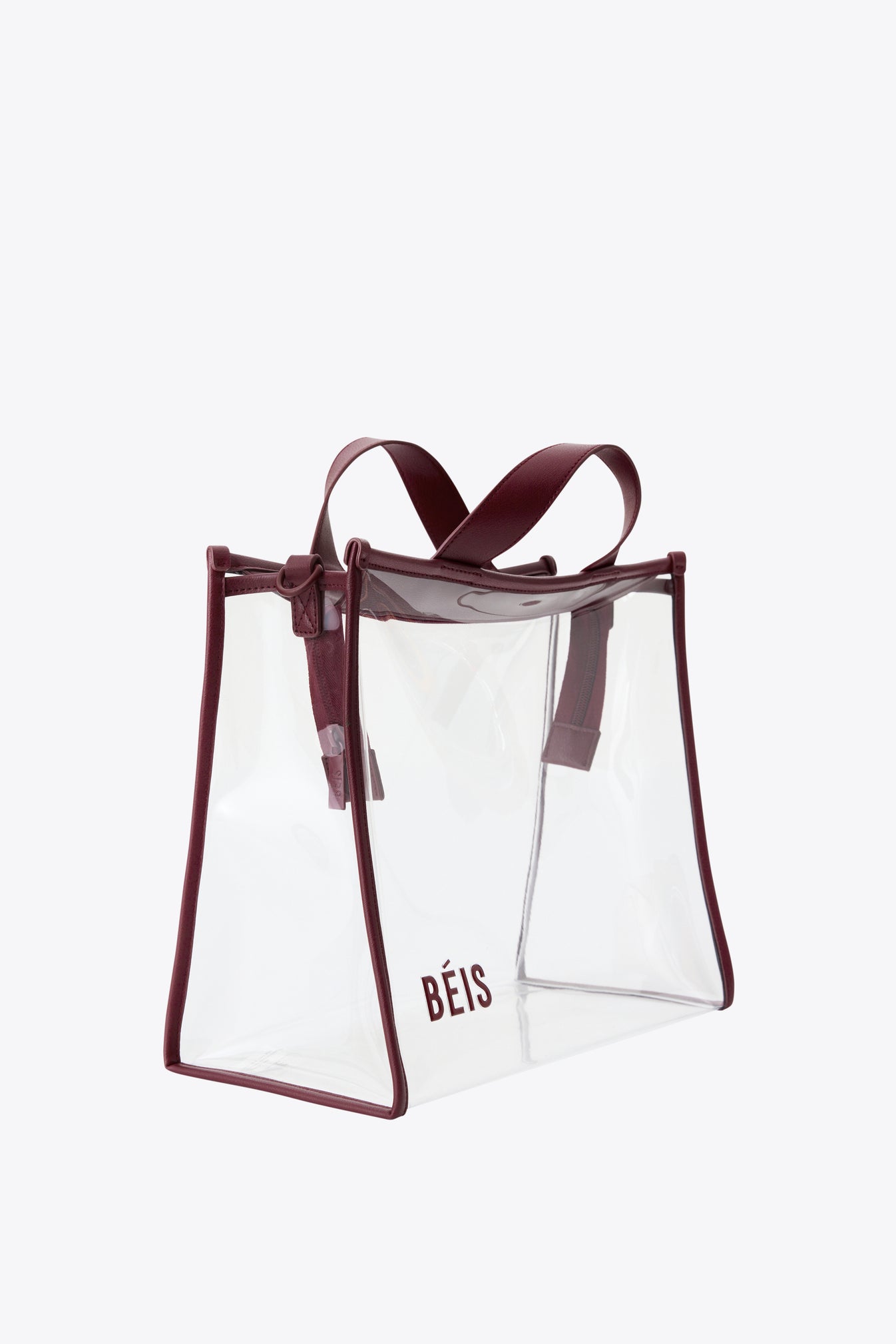 BÉIS 'The Stadium Tote'' in Clear with Burgundy Trim - Clear Stadium ...