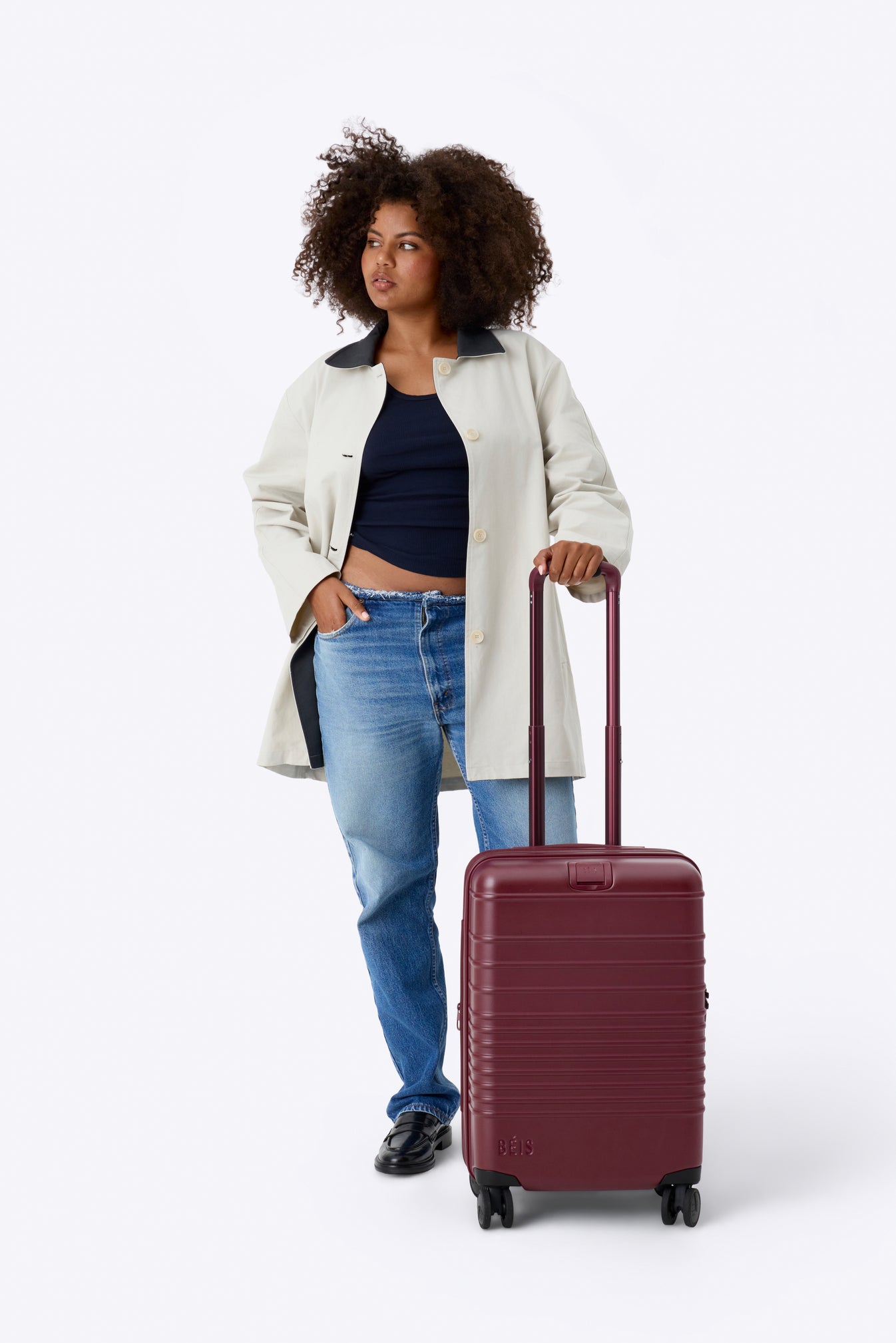 BÉIS 'The Carry-On Roller' in Burgundy - Matte Carry On Rolling ...