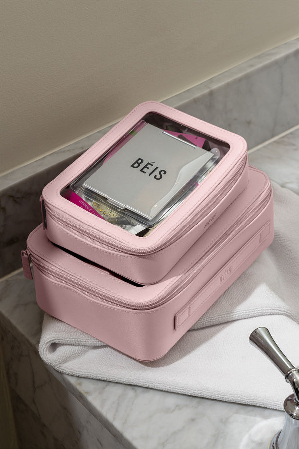 BÉIS 'The In Flight Cosmetic Set' in Atlas Pink - Pink Carry On Makeup ...