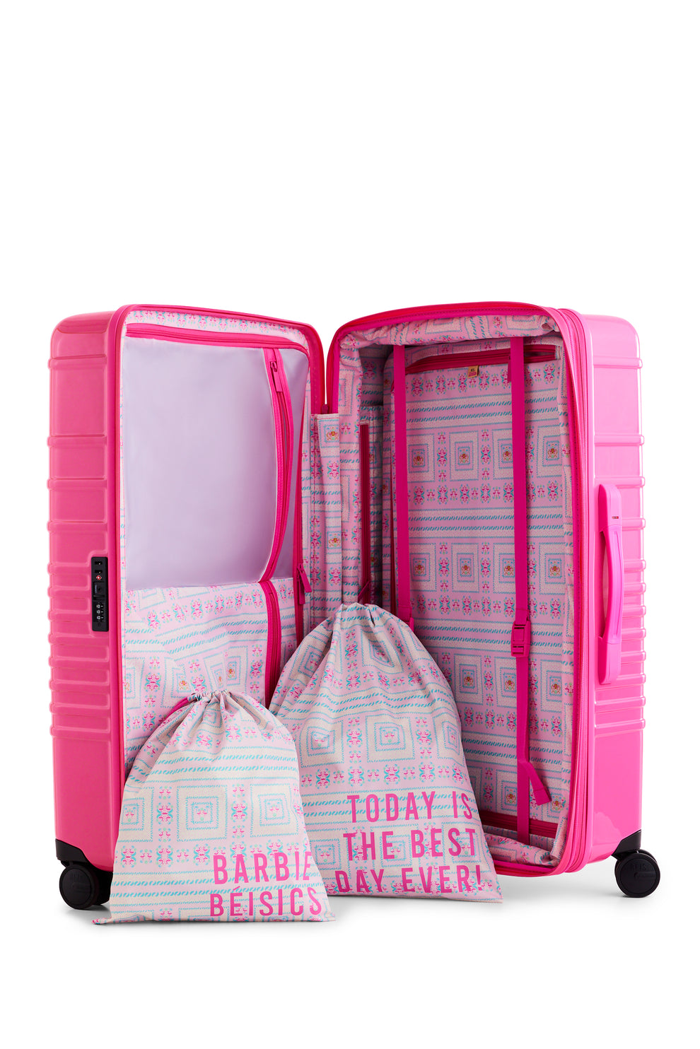 BÉIS 'The Large Check In Roller' in Barbie™ Pink - 29" Large Pink ...
