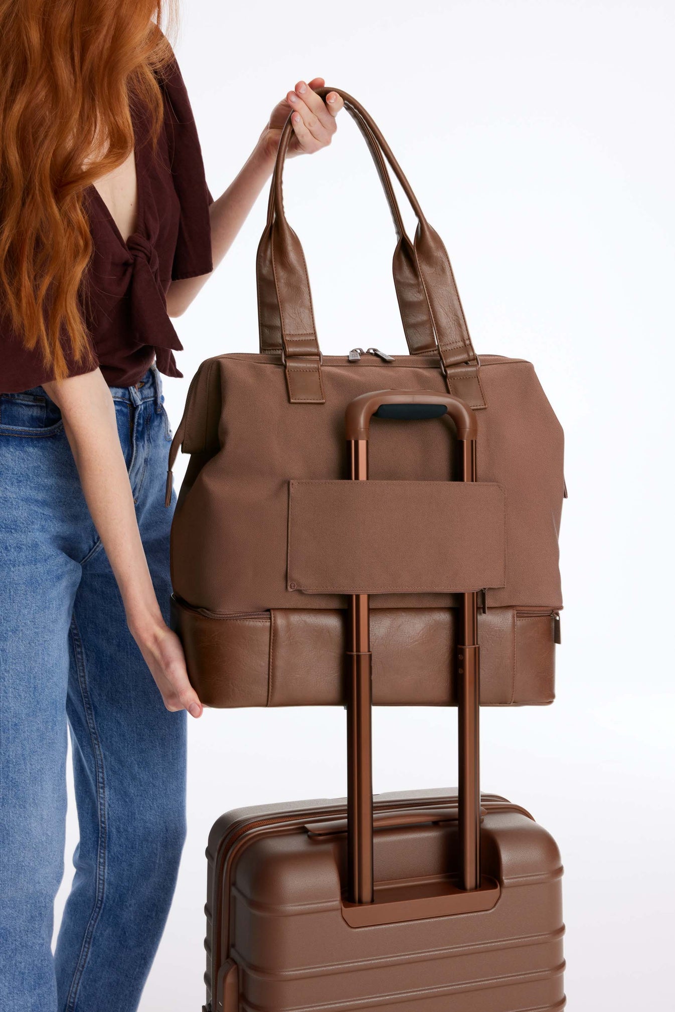 BÉIS 'The Mini Weekender' in Maple - Small Brown Overnight & Weekend Bag
