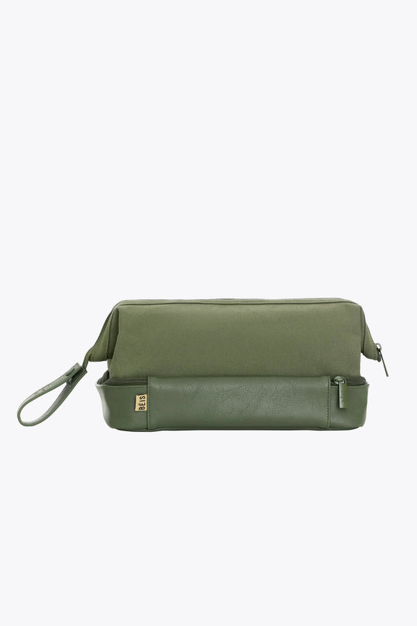 BÉIS 'The Dopp Kit' in Olive - Olive Green Dopp Kit & Toiletry Bag