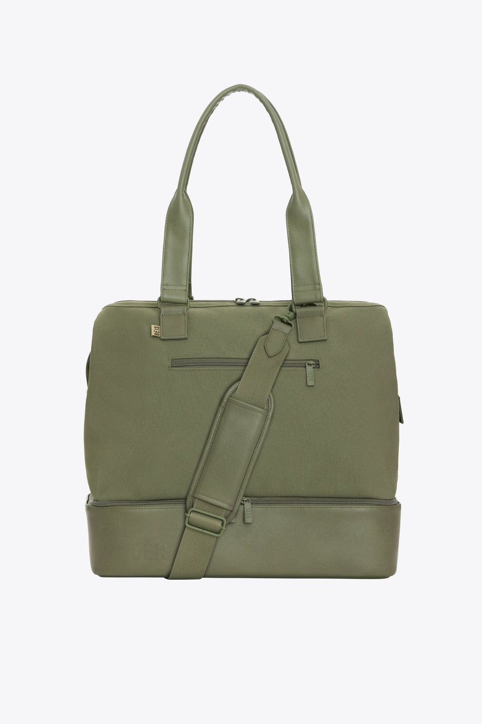 BÉIS 'The Mini Weekender' in Olive - Small Olive Green Duffle & Weekend Bag