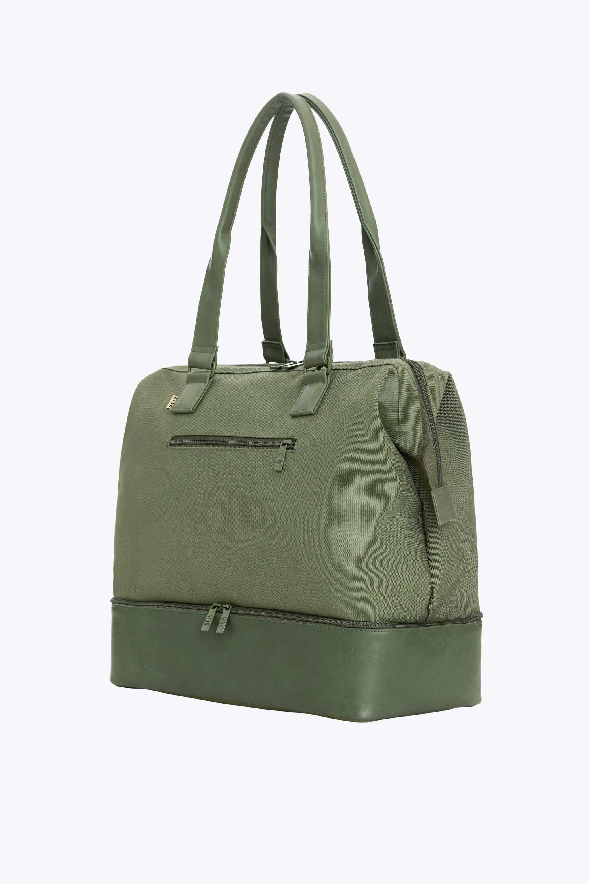 BÉIS 'The Mini Weekender' in Olive - Small Olive Green Duffle & Weekend Bag