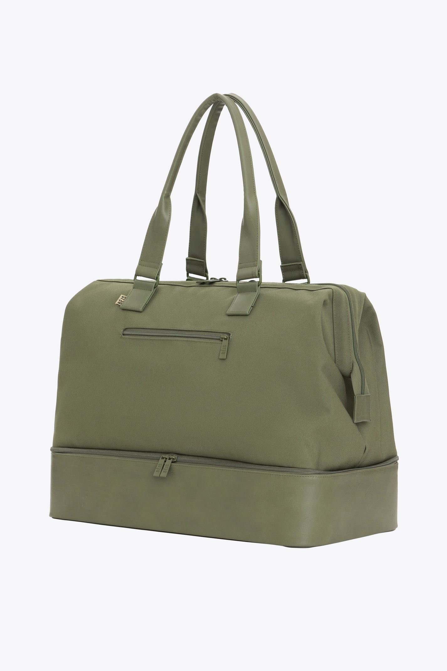 BÉIS 'The Weekender' in Olive - Olive Green Duffle Bag & Weekend Bag