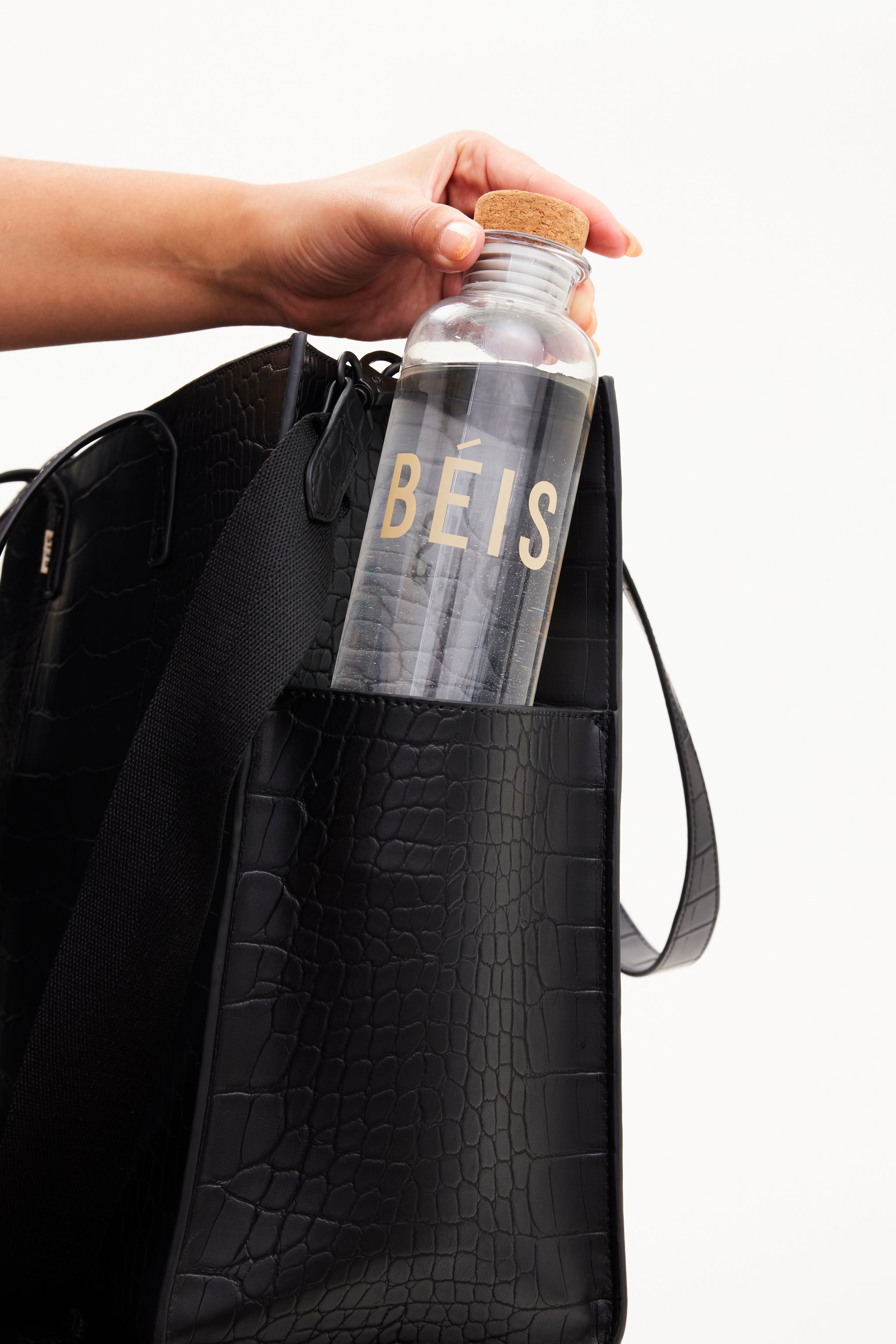 BÉIS 'The Large Work Tote' in Black Croc - Large Laptop Bag & Work Tote ...