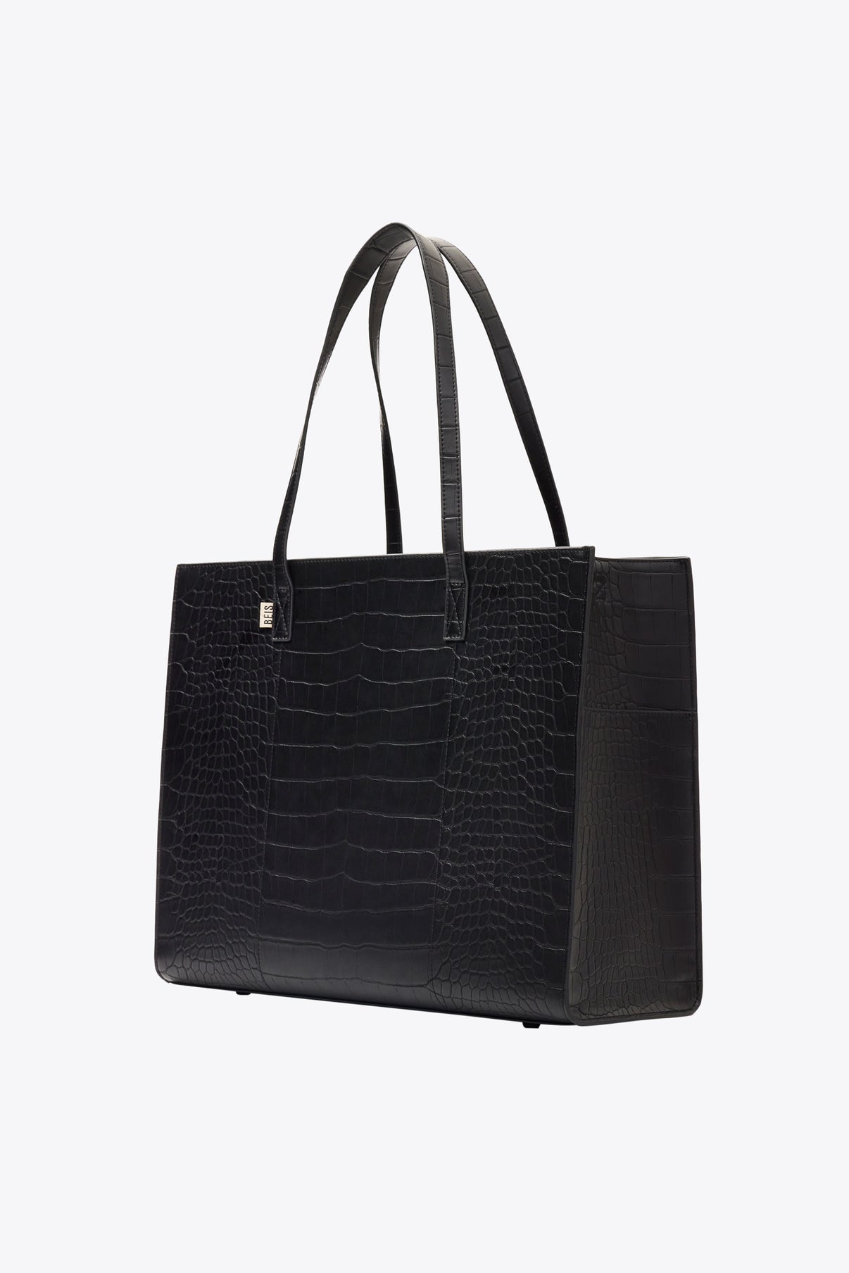BÉIS 'The Large Work Tote' in Black Croc - Large Laptop Bag & Work Tote ...