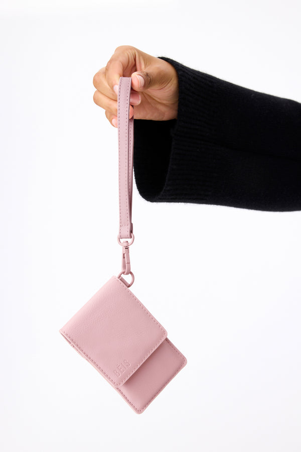 BÉIS 'The Id Wristlet' in Atlas Pink - Pink Card & Id Holder Wristlet