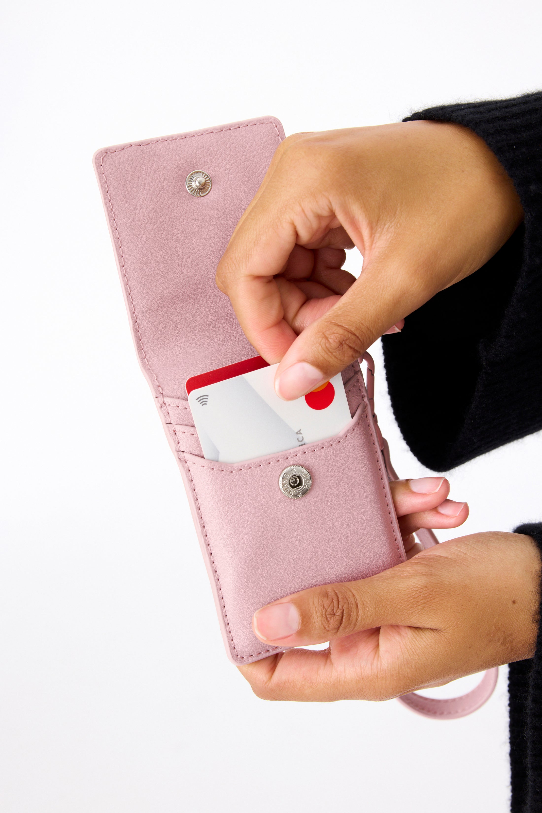 BÉIS 'The Id Wristlet' in Atlas Pink - Pink Card & Id Holder Wristlet