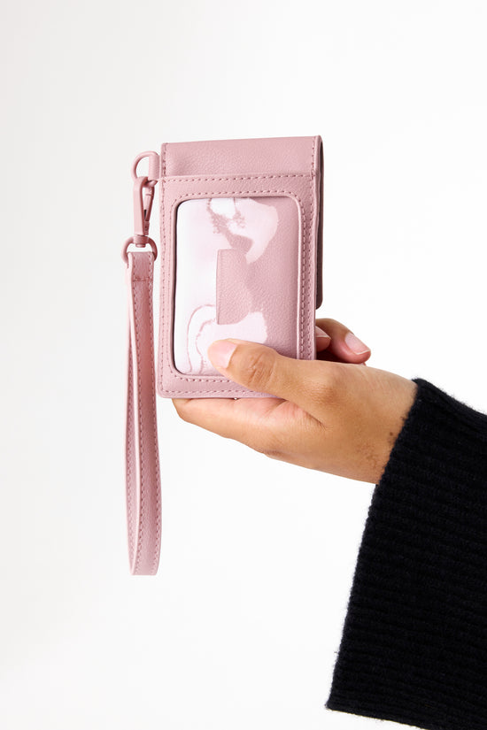 BÉIS 'The Id Wristlet' in Atlas Pink - Pink Card & Id Holder Wristlet