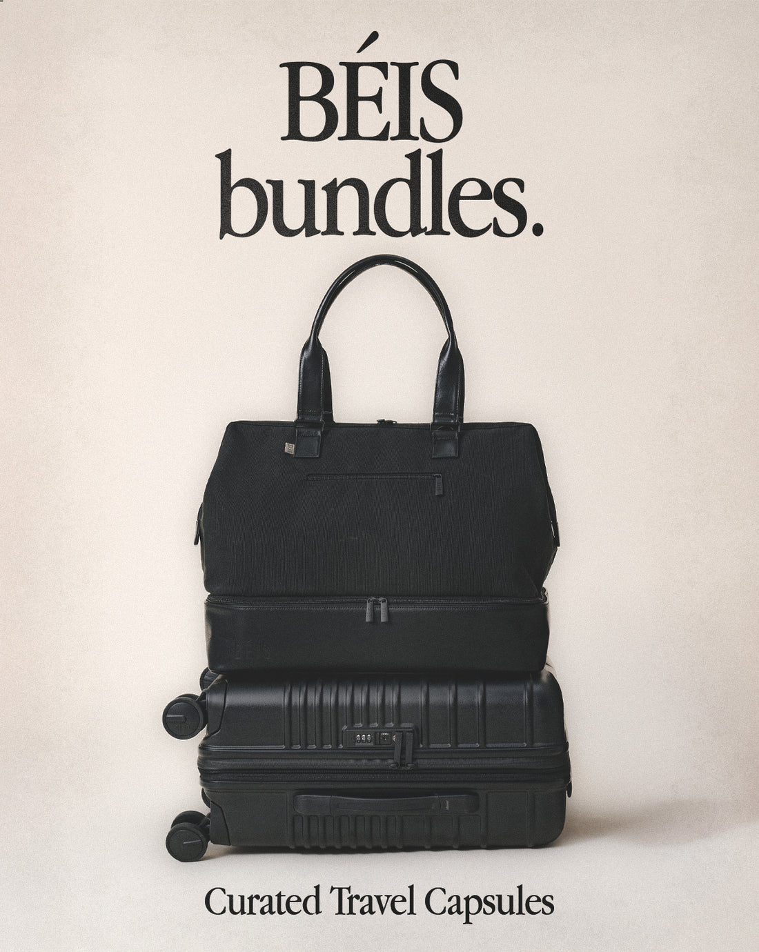 BÉIS 'The Travel Starter Set' in Black - Carry-On Luggage and Weekender ...