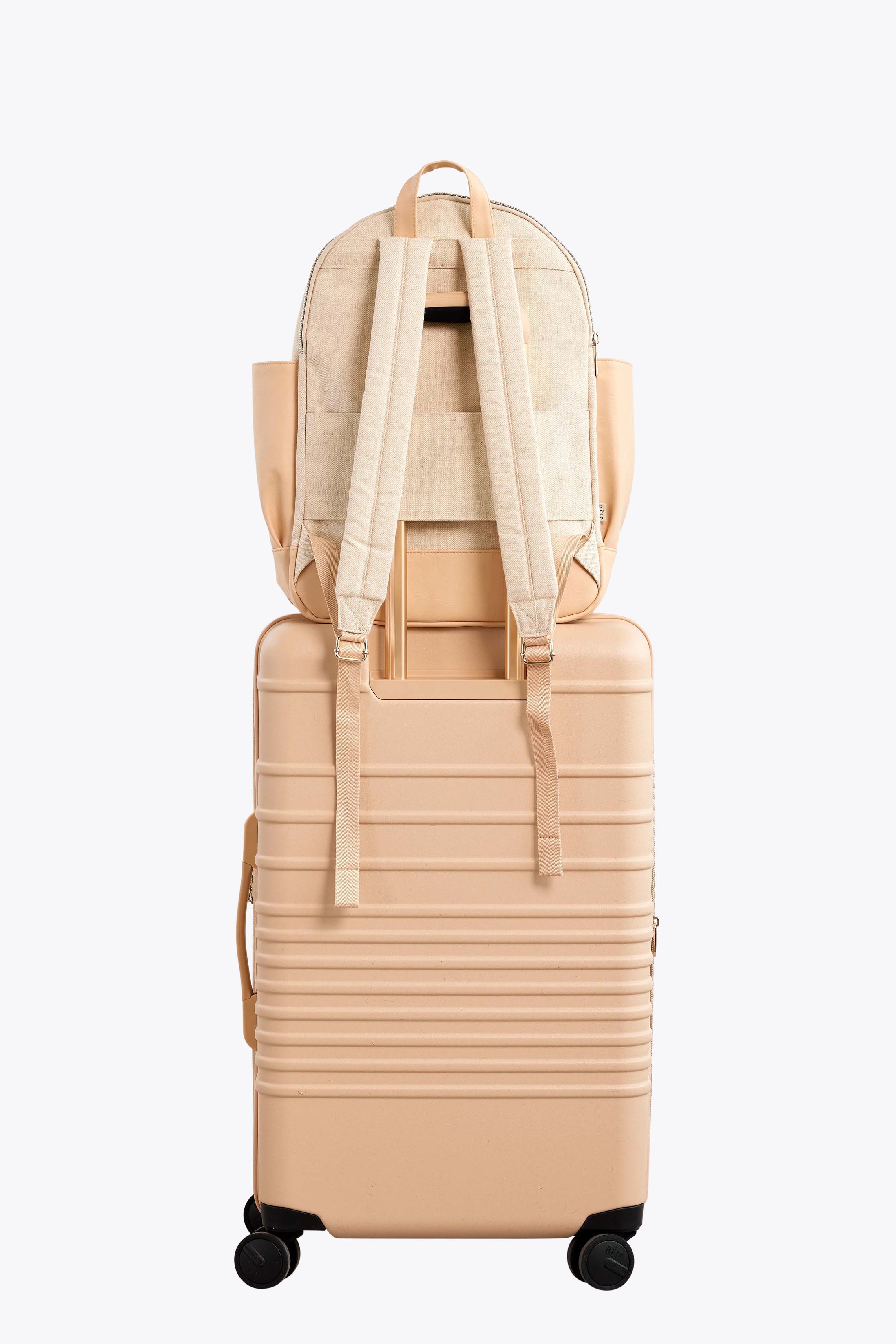 BÉIS 'The Backpack' in Beige - Beige Carry-On Travel Backpack & Laptop ...