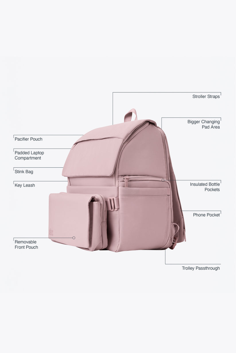 BÉIS 'The Ultimate Diaper Backpack' in Atlas Pink - Best Pink Backpack Diaper Bag