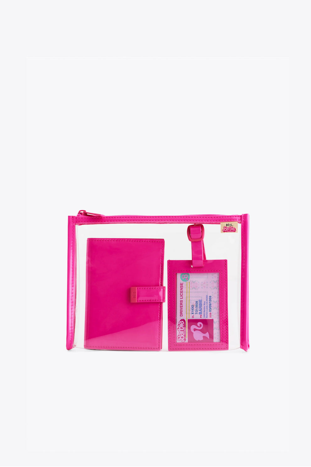 BÉIS 'The Passport & Luggage Tag Set' in Barbie™ Pink - Pink Luggage ...