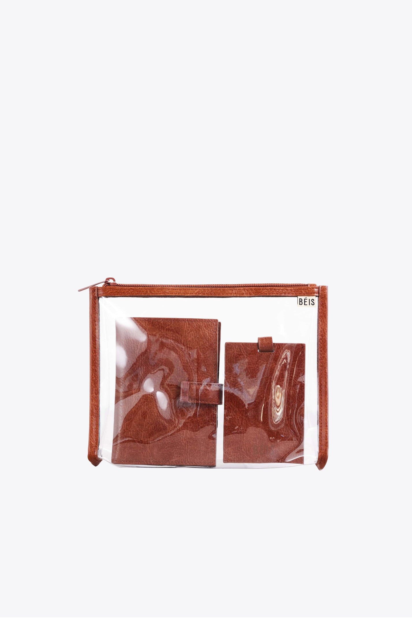 BÉIS 'The Passport & Luggage Tag Set' in Brown - Luggage Tag & Passport ...