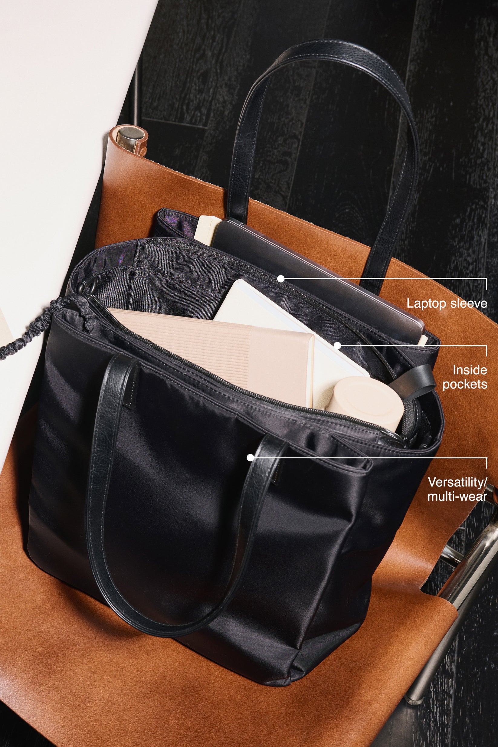 BÉIS 'The Commuter Tote' In Black - Black Commuter Tote For Work & Travel