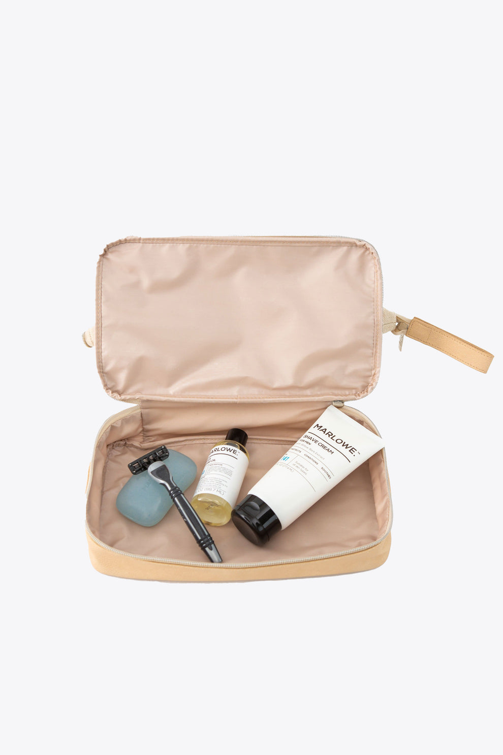 BÉIS 'The Dopp Kit' in Beige - Beige Travel Toiletry Bag & Travel Dopp Kit