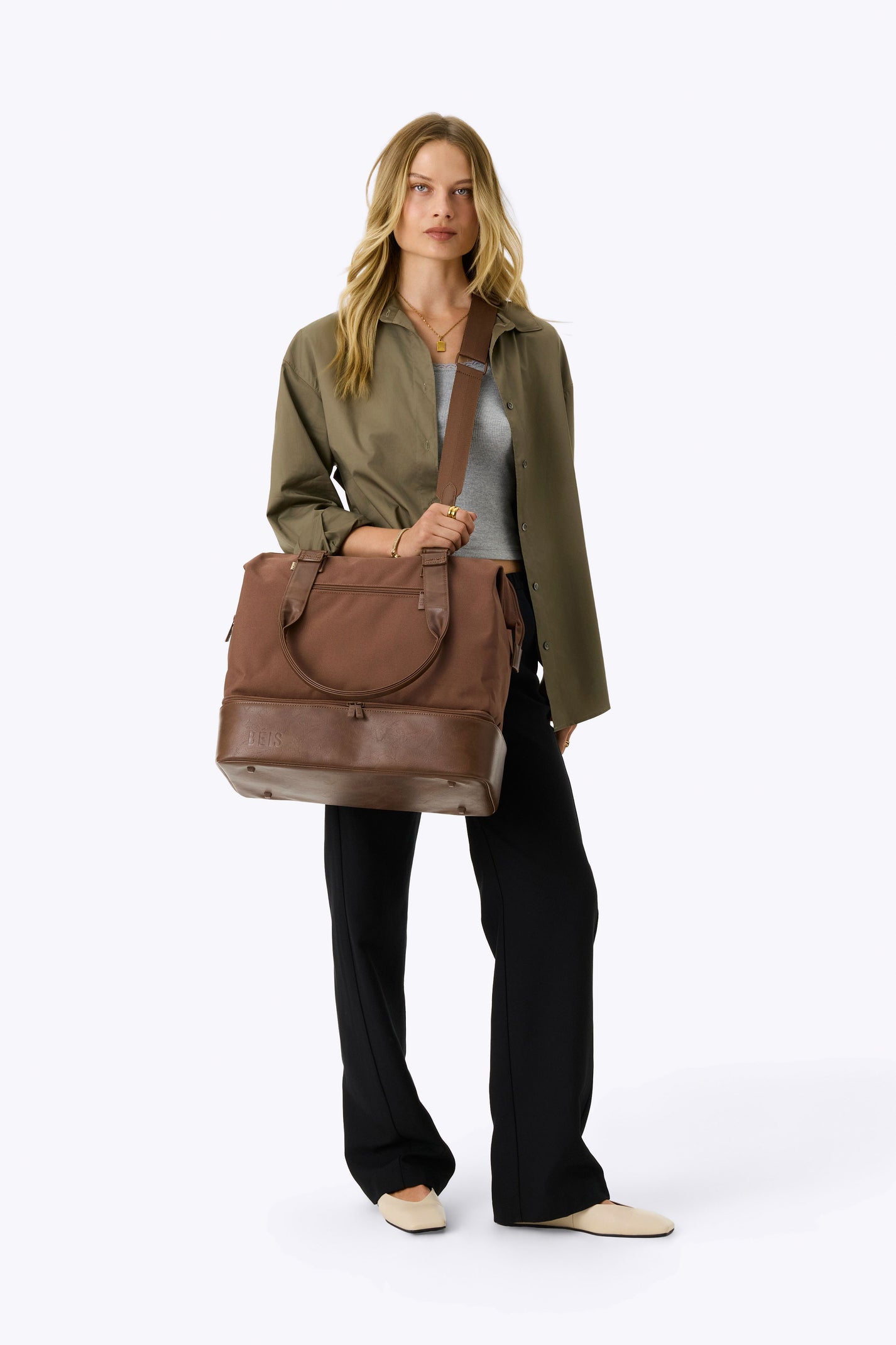 BÉIS 'The Mini Weekender' in Maple - Small Brown Overnight & Weekend Bag