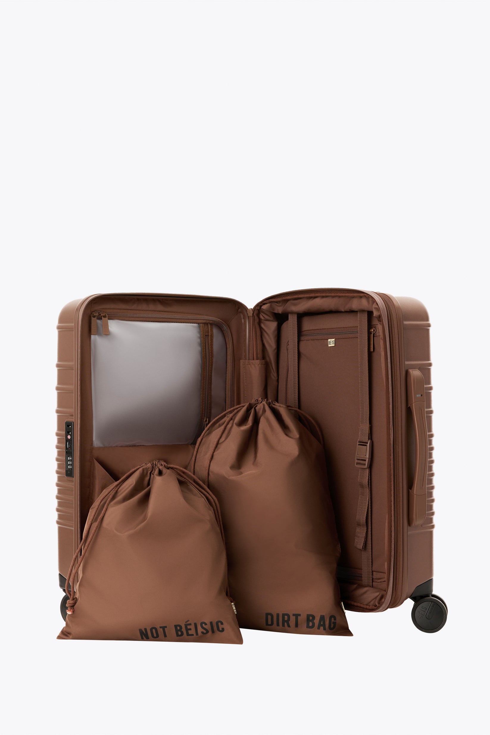 BÉIS 'The Carry-On Roller' in Maple - Brown Carry On Luggage & Hard ...