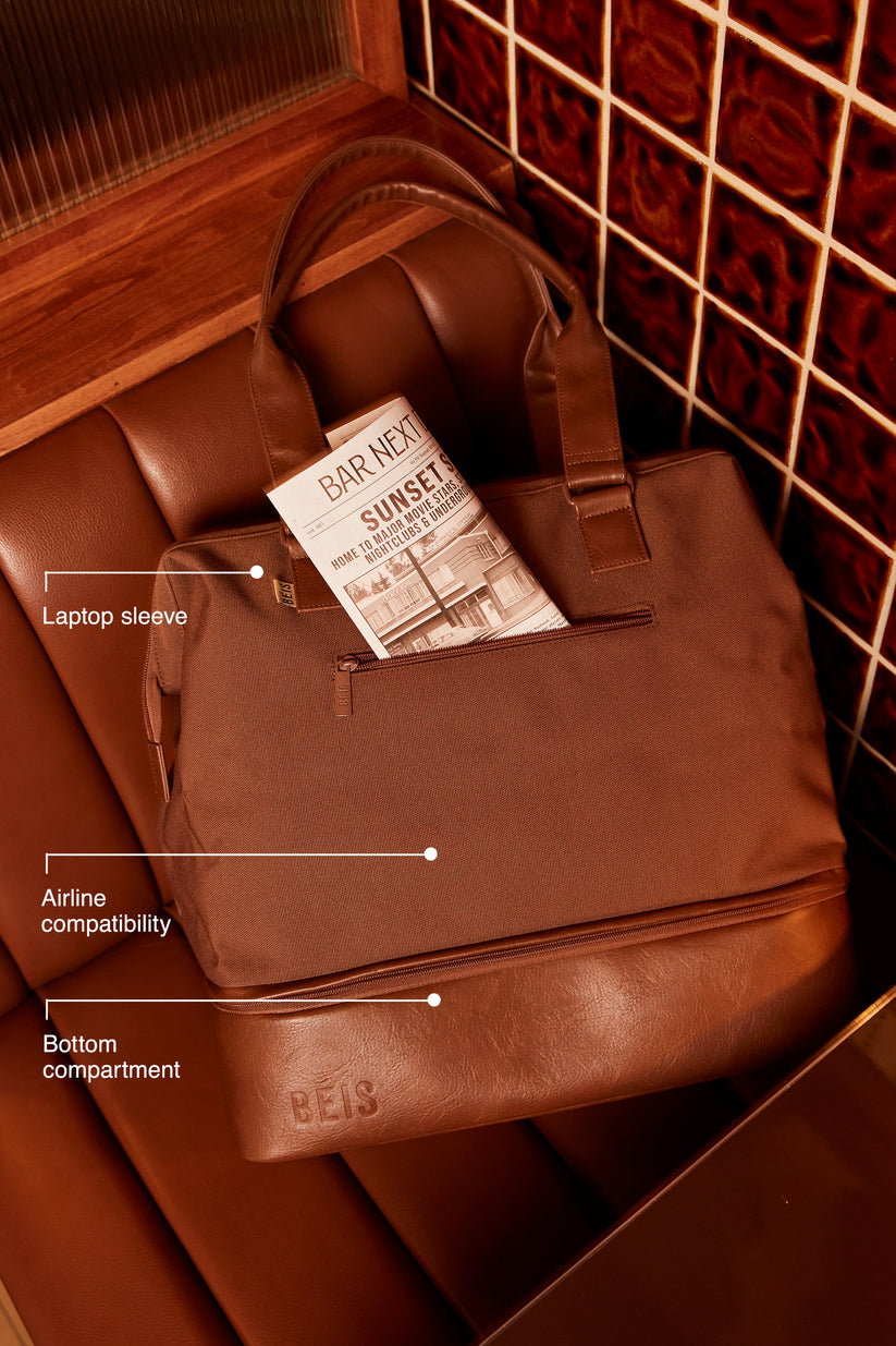 BÉIS 'The Mini Weekender' in Maple - Small Brown Overnight & Weekend Bag
