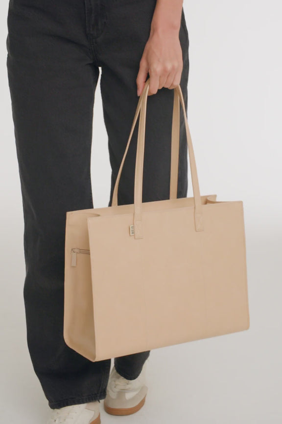 BÉIS 'The Work Tote' in Beige - Beige Small Work Bag For Women & Laptop ...