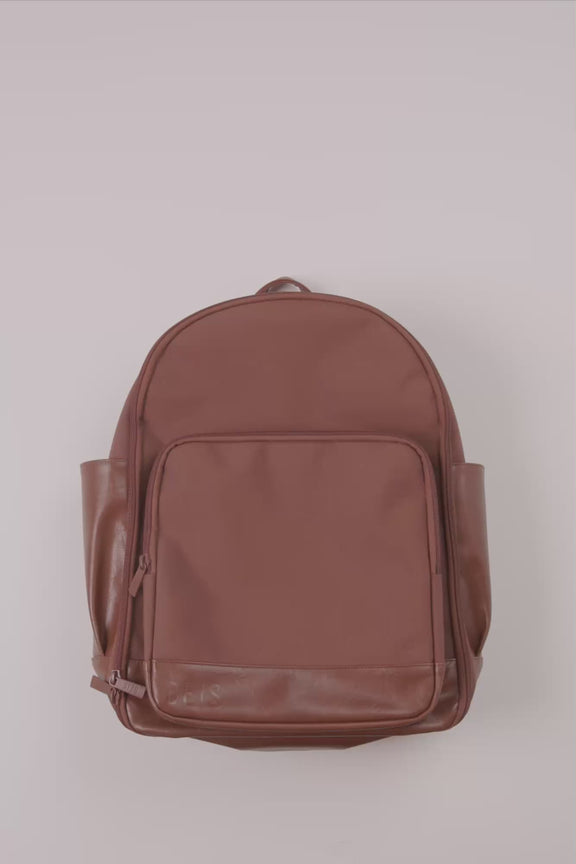 BÉIS 'The Travel Backpack' in Maple - Brown Travel Backpack with Laptop ...