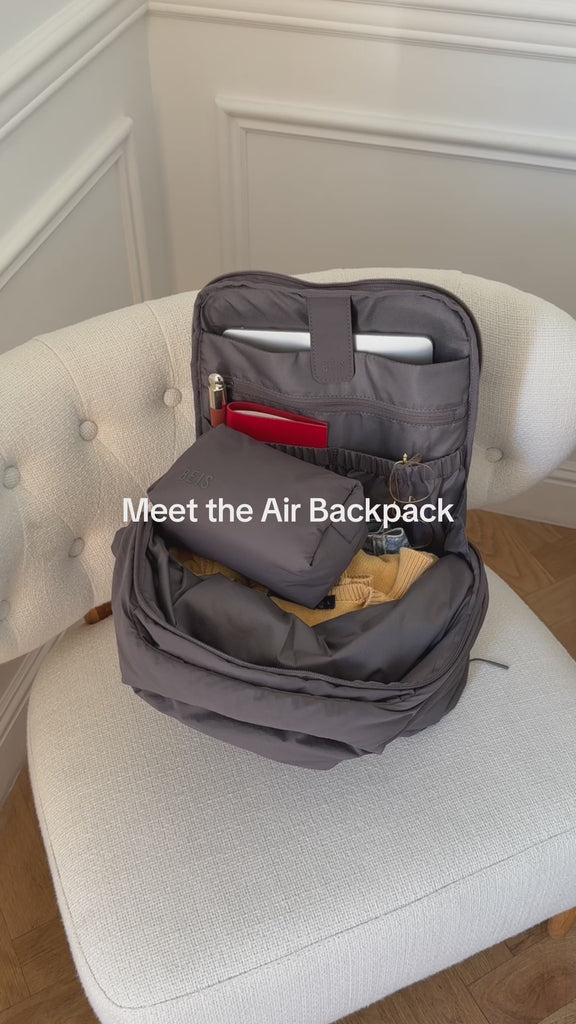 BÉIS 'The Air Backpack' in Oat - Lightweight Oat Travel Backpack 28L ...