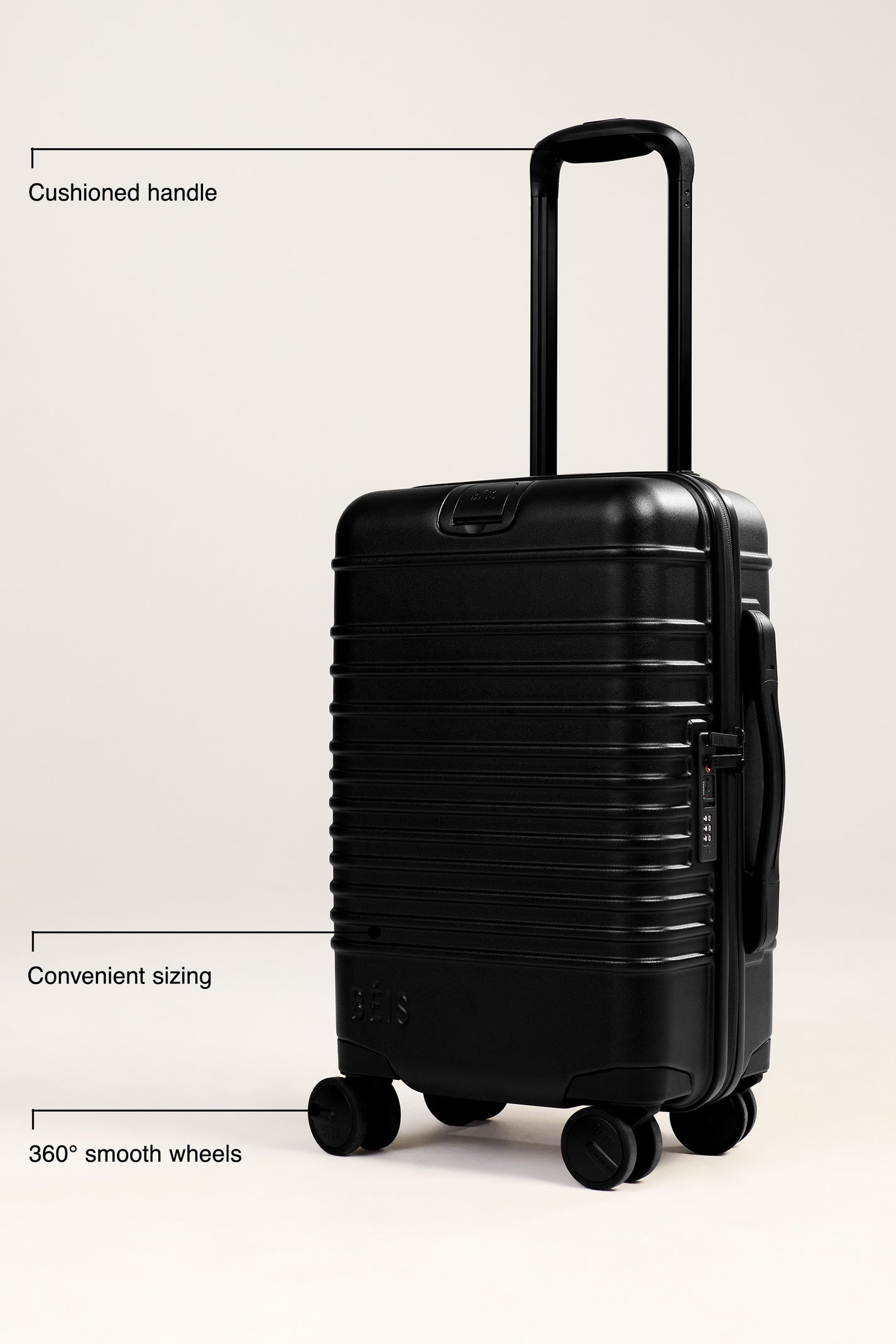 BÉIS 'The Small Carry-On Roller' in All Black - All Black Small Carry-On Luggage & Lightweight ...