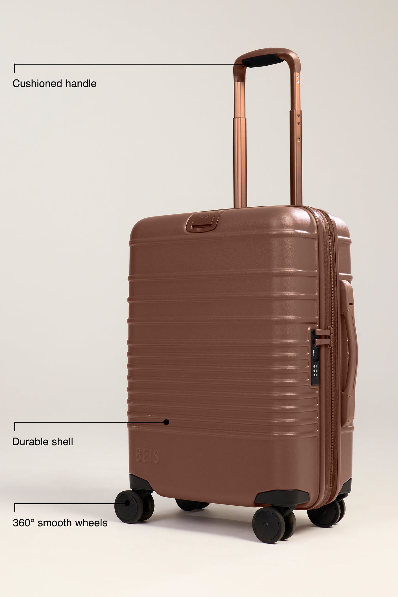 BÉIS 'The Carry-On Roller' in Maple - Brown Carry On Luggage & Hard ...