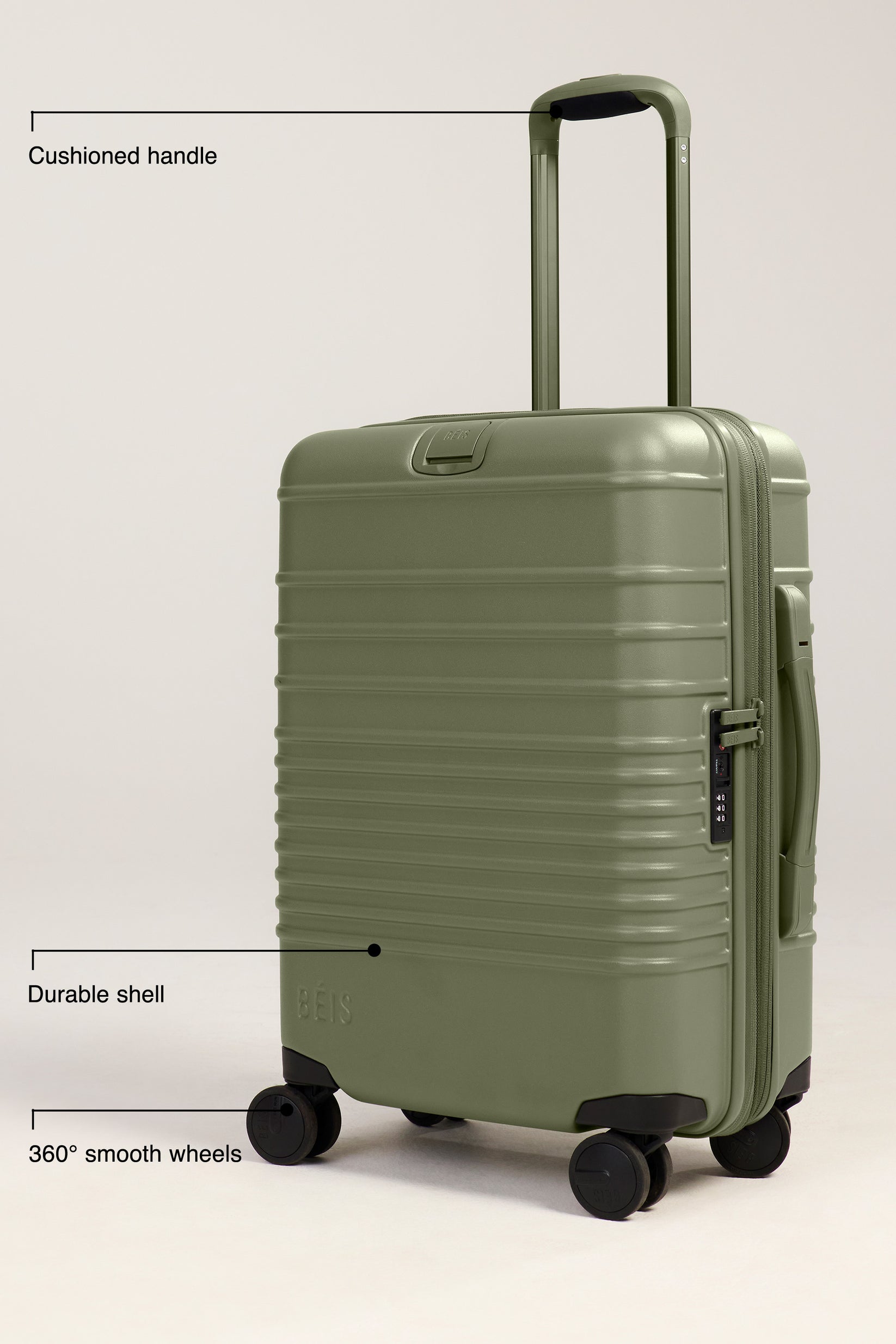 BÉIS 'The Carry-On Roller' in Olive - Olive Green Carry-On Luggage ...