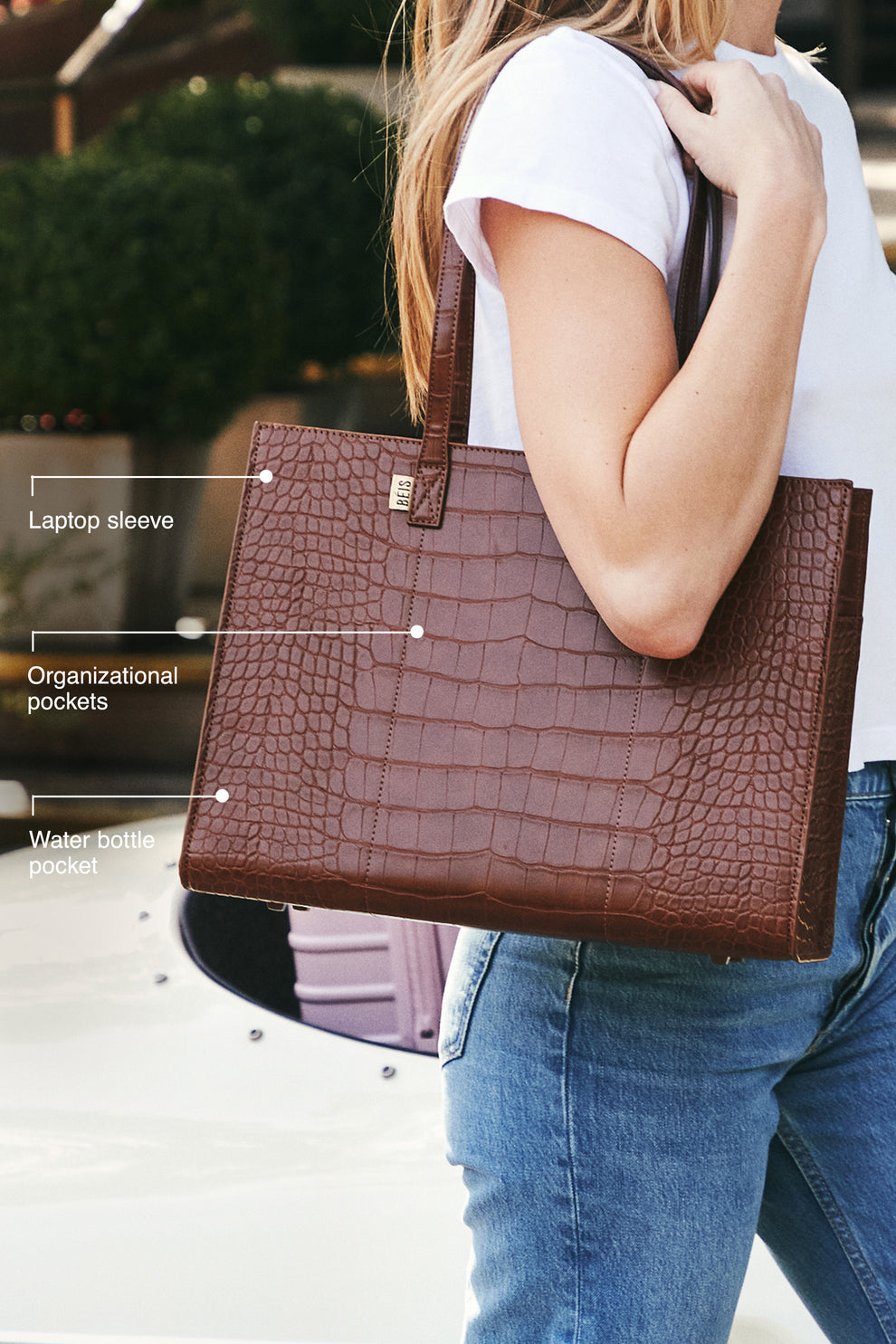 BÉIS 'The Work Tote' in Maple - Brown Laptop Bag & Office Work Tote