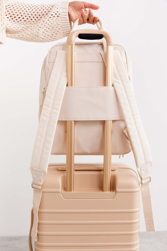BÉIS 'The Expandable Backpack' in Beige - Expandable Travel Backpacks