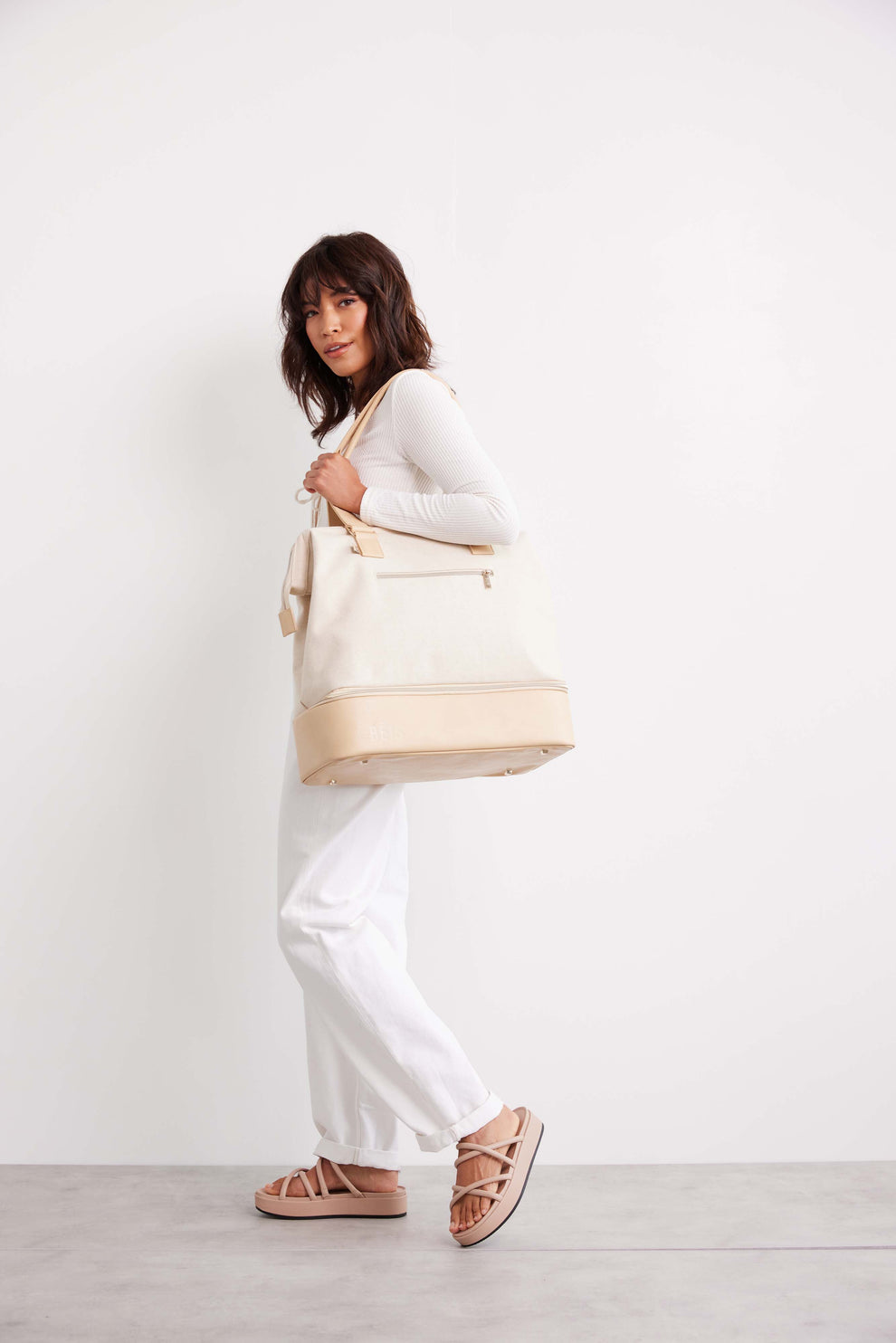 BÉIS 'The Mini Weekender' In Beige - Small Beige Weekender Bag & Travel ...