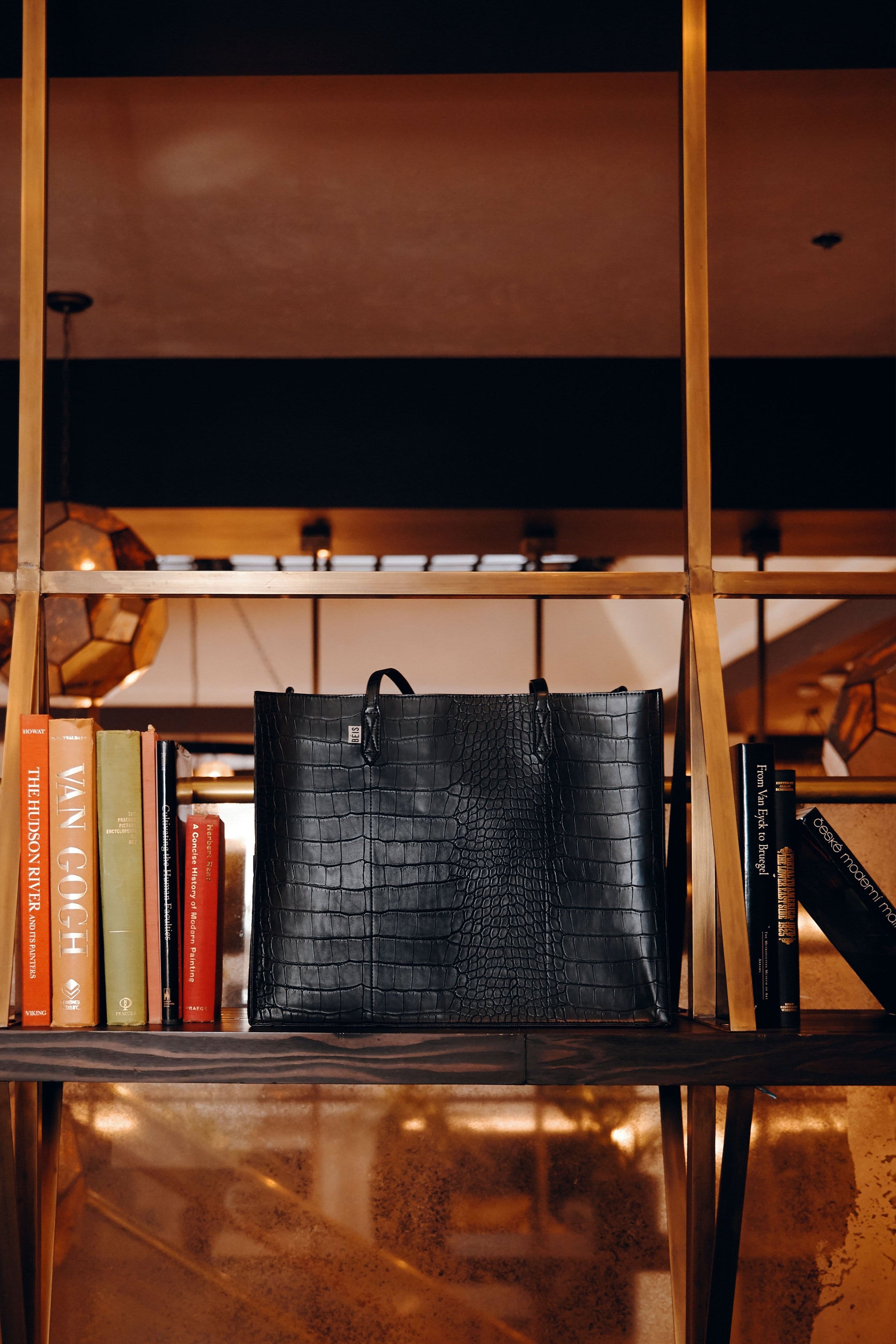 BÉIS 'The Large Work Tote' in Black Croc - Large Laptop Bag & Work Tote ...