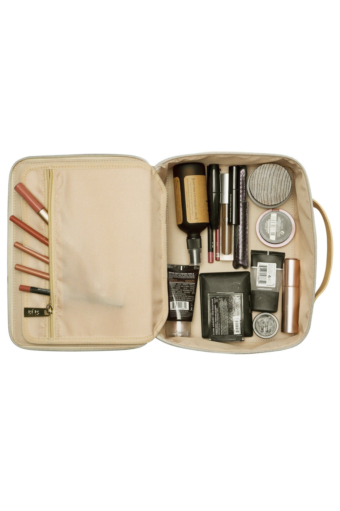 BÉIS 'The Cosmetic Case' in Beige - Makeup Organizer & Makeup Travel Case